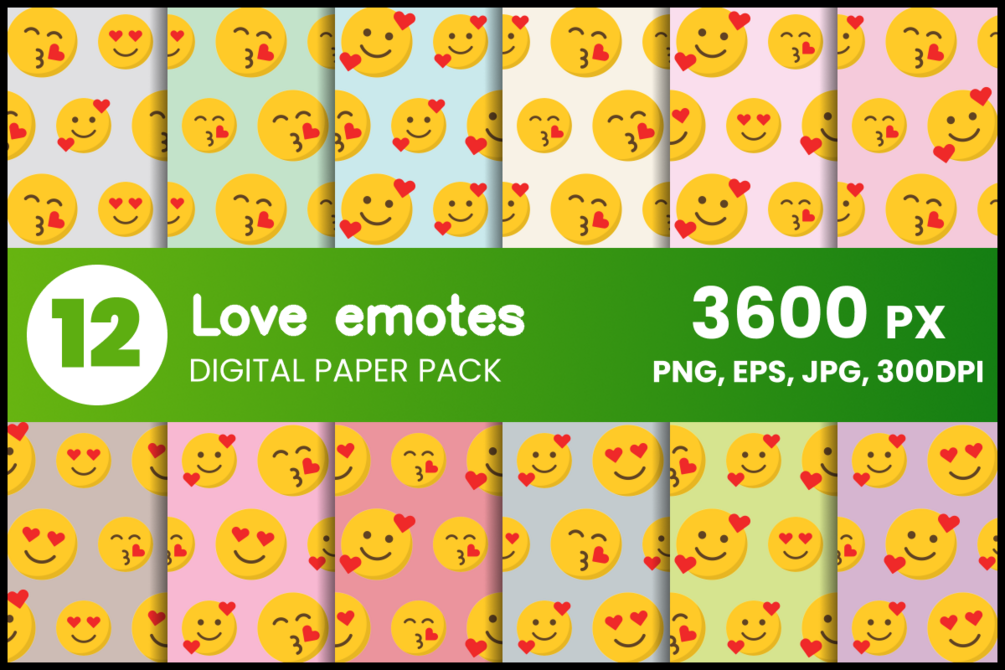 Love emotes 12 Digital Paper Set