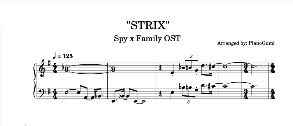 [full] Spy x Family OST - "STRIX" (Main Theme) - EASY Piano Sheet Music
