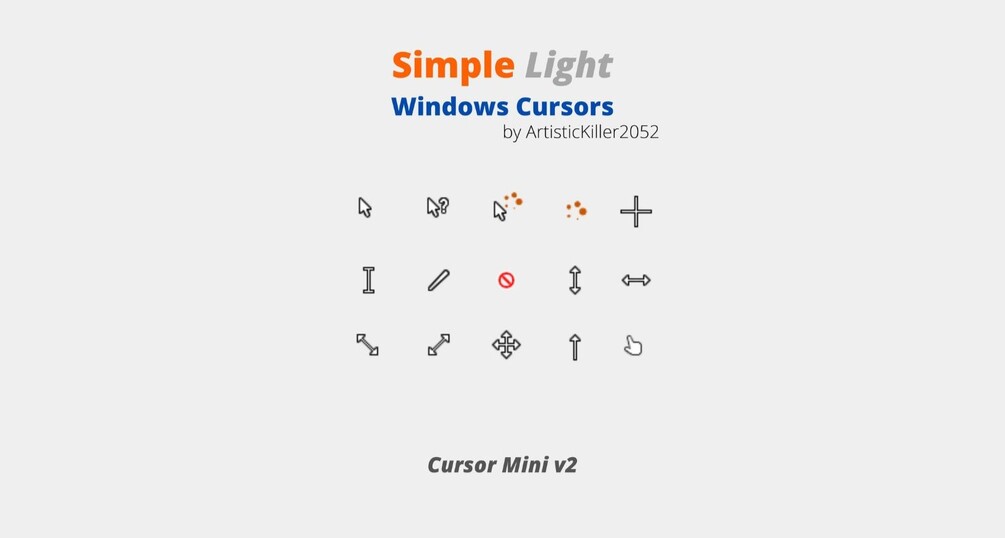 Simple v2 Light Reduced Cursor Windows 11/10/7