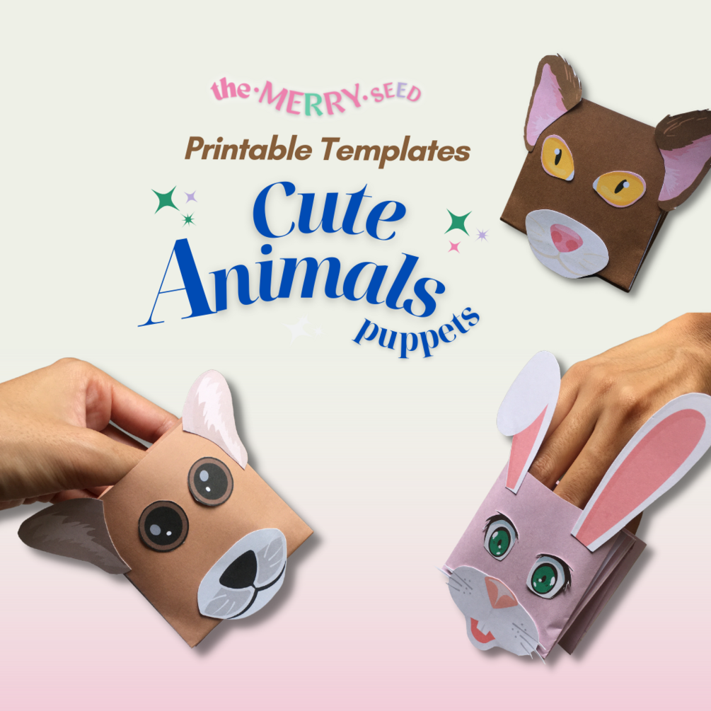 Printable templates : Cute animals puppets set