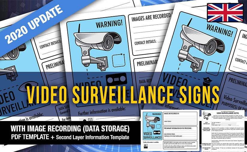 CCTV Sign Video surveillance with Image Recording (Data Storage) GDPR 2020
