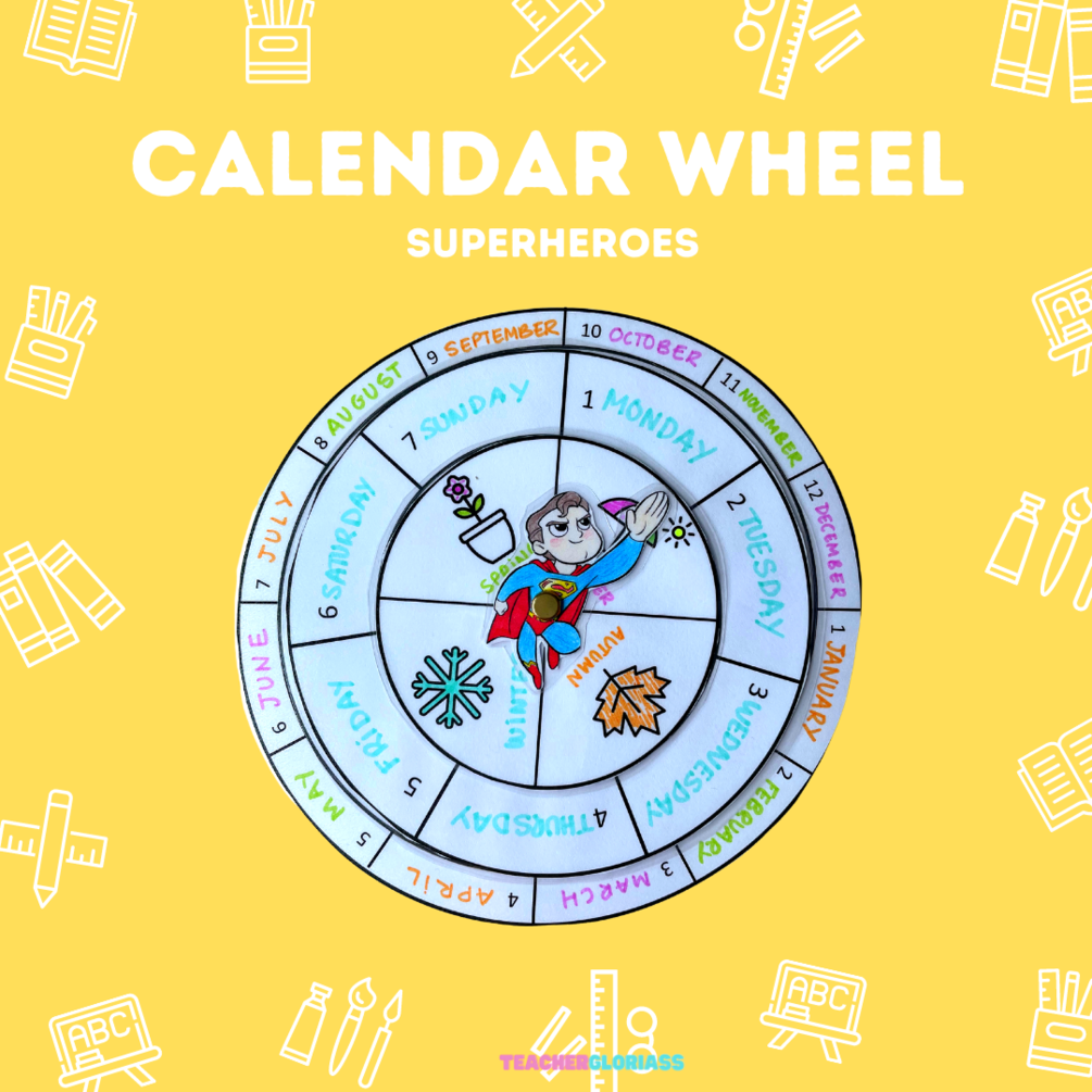Calendar Wheel. Superheroes