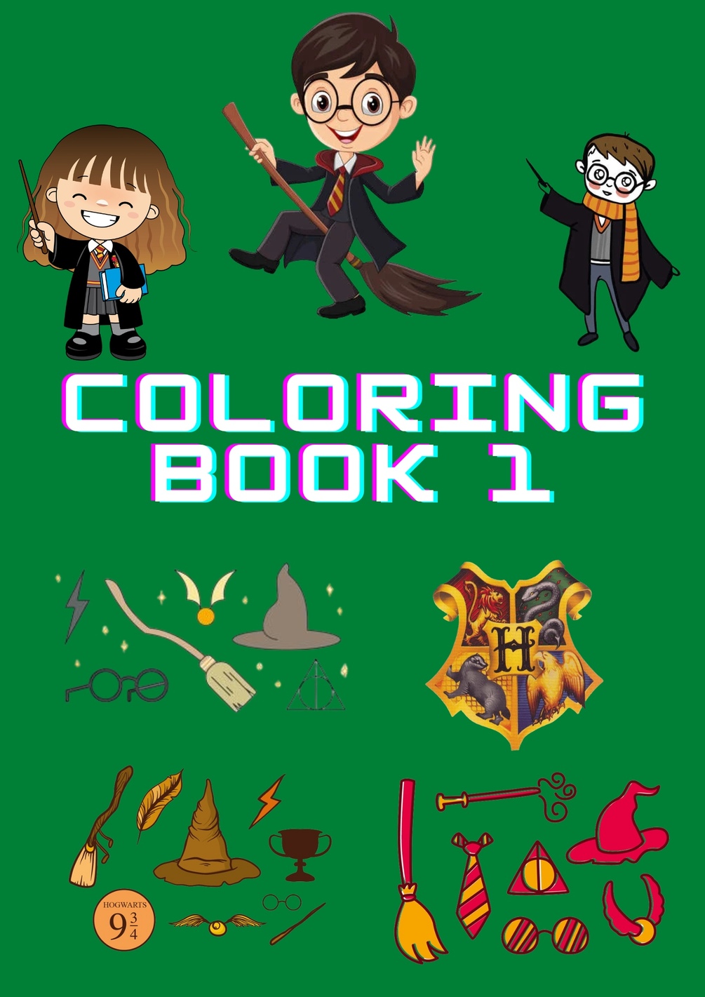 2 x HP Coloring Book containing 20 pages high quality images! + Bonus ...