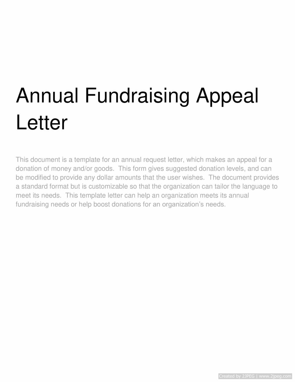 Annual Fundraising Appeal Letter