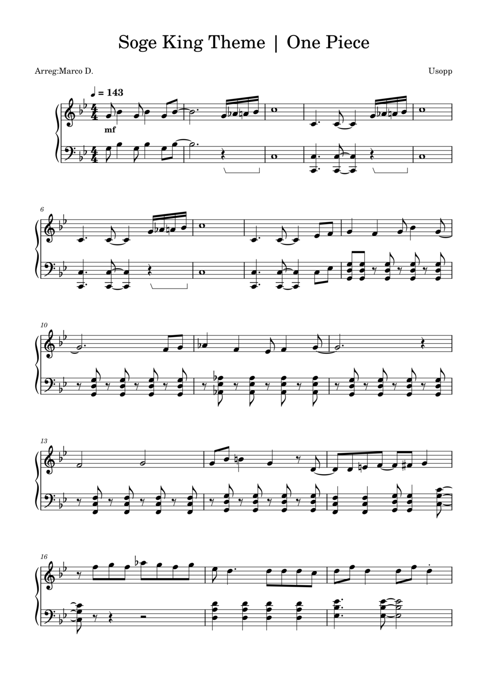 Soge King Theme | One Piece SHEET + MIDI