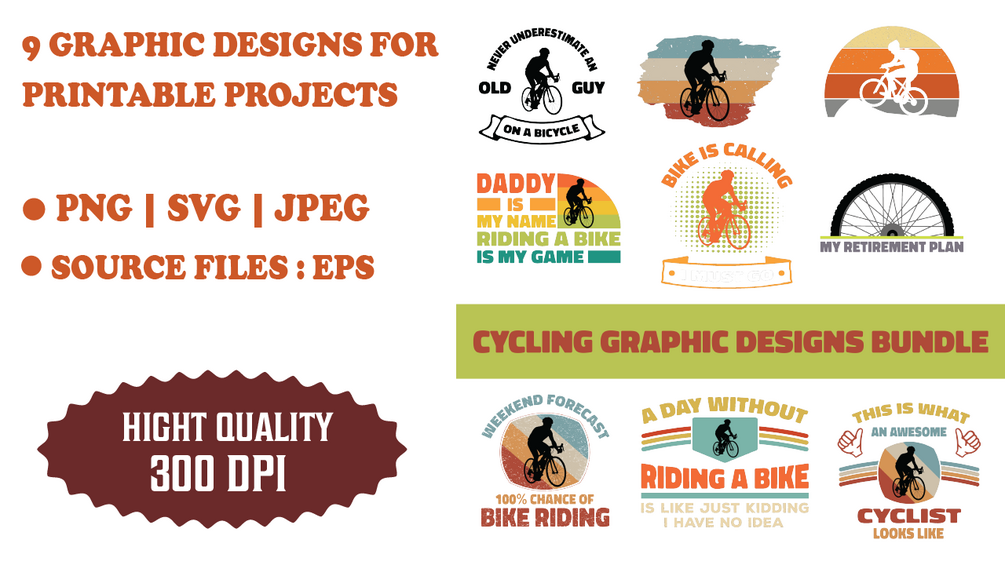Cycling Graphic Designs Bundle