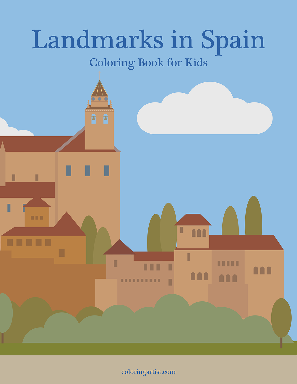 Landmarks in Spain Coloring Book for Kids