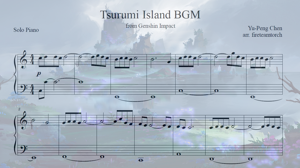 【Sheet Music】 Tsurumi Island (Genshin Impact Inazuma OST): Piano ...