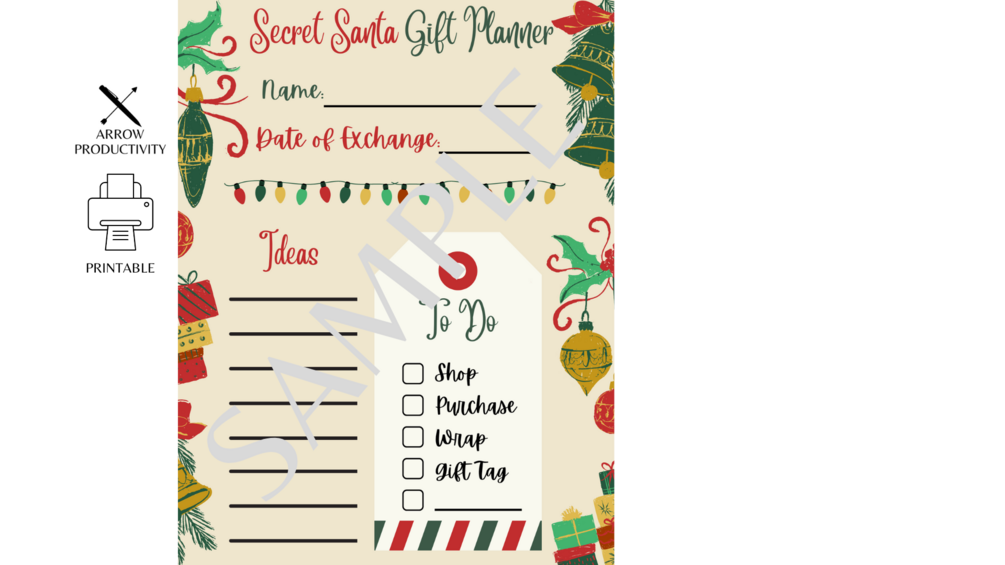 Secret Santa Gift Planner (Printable)