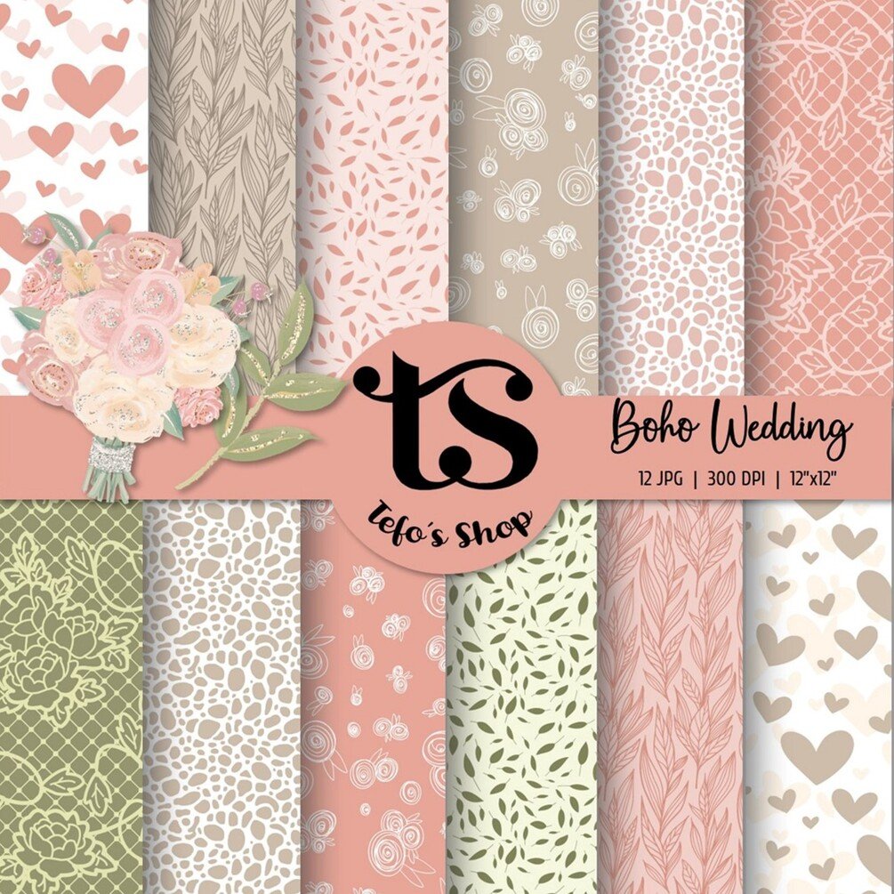 Boho Wedding | Papeles digitales | Paper pack