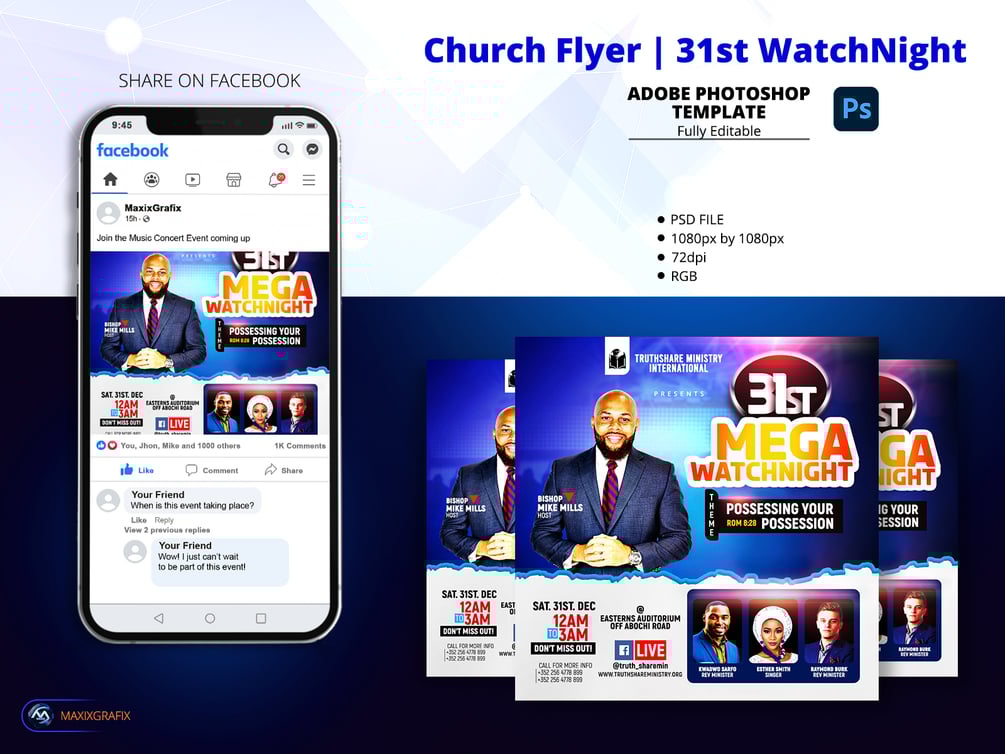Church Flyer | 31st WatchNight PSD Template