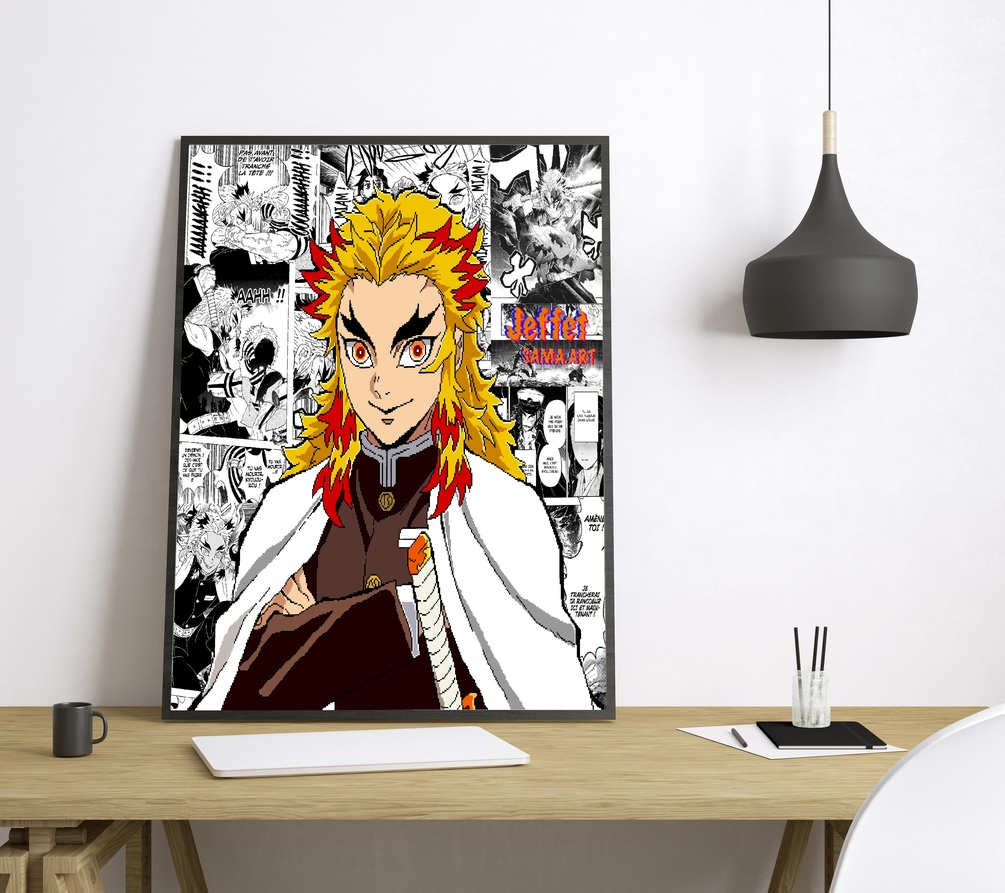 Print/Cadre Pixel Art : Rengoku (Kimetsu no yaiba)