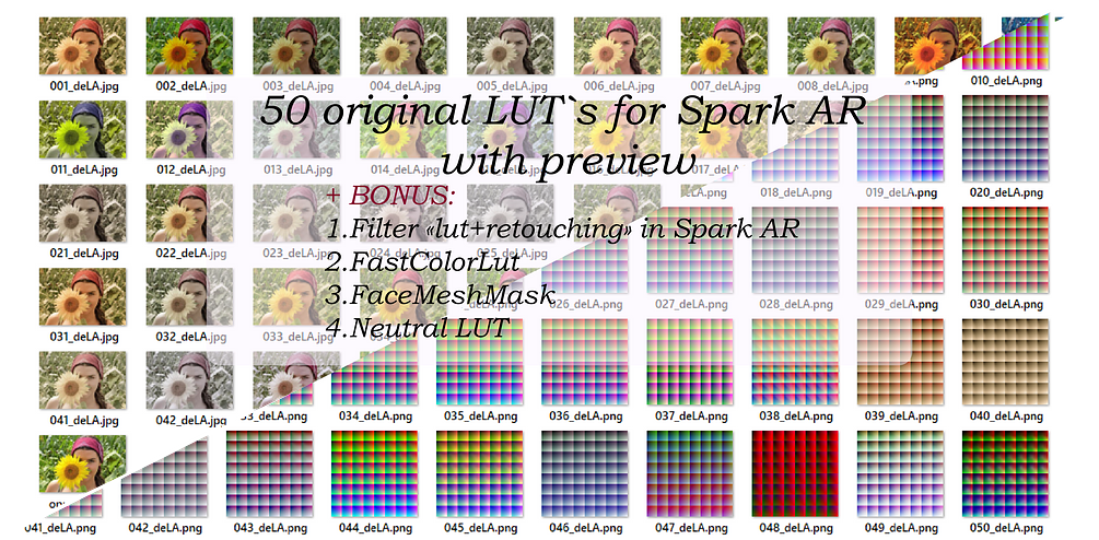 50 original PNG LUTs for Spark AR
