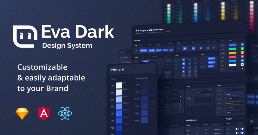 Eva: Design System - Dark (Sketch)