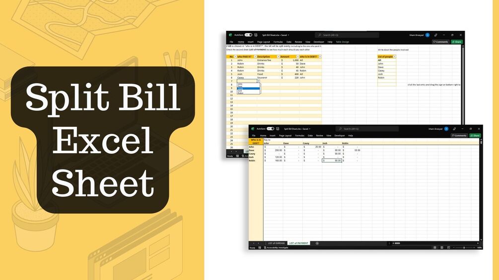 Split Bill Excel Sheet