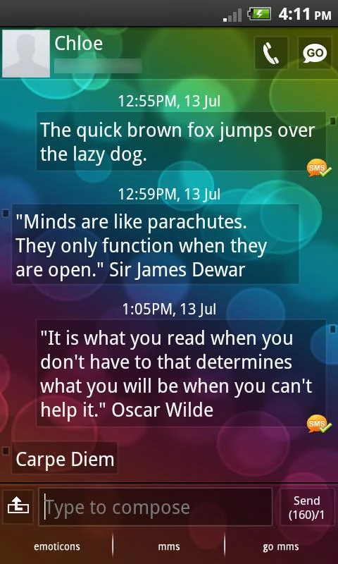 GO SMS Pro Bokeh Brilliance Theme