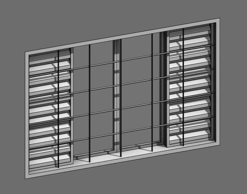 Revit Família - Janela de correr 4 folhas veneziana com grade