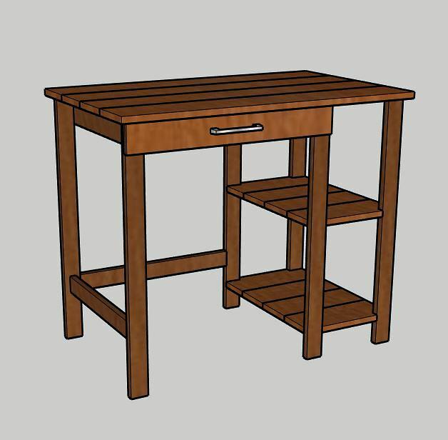 Writing Desk with Drawer and Shelves - Printable PDF Woodworking Plans