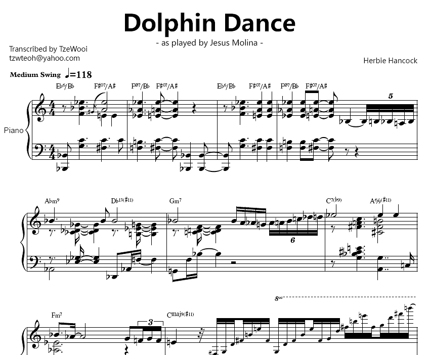 Dolphin Dance - Jesus Molina (piano transcription)
