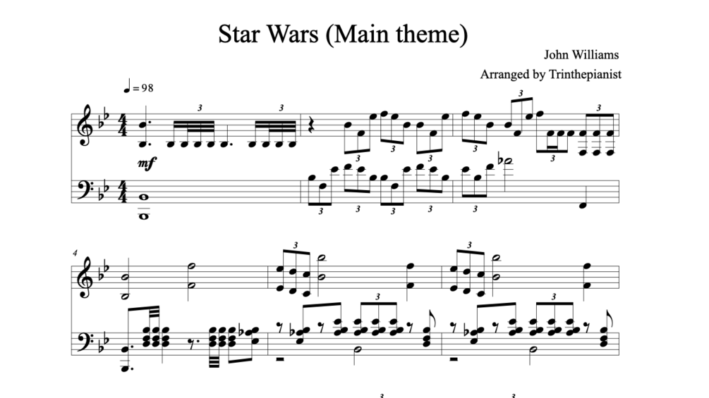 Star wars "Main theme" - Partitura
