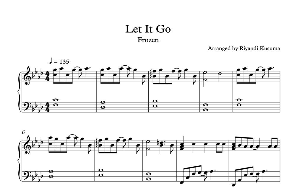 Frozen - Let It Go (Sheet Music)