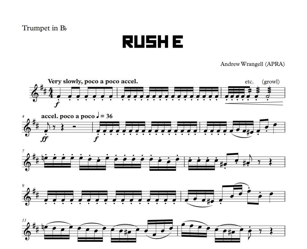 Rush E Trumpet In B flat Sheet Music