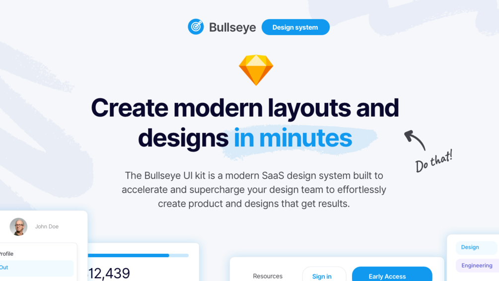 Bullseye Pro Sketch UI Kit & Design System