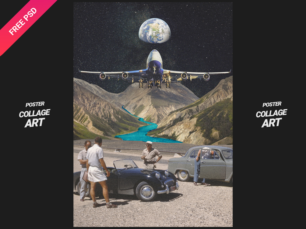 AIRPLANE TRAVELER COLLAGE ART