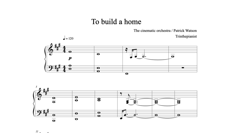To build a home (The Cinematic Orchestra)- Partitura