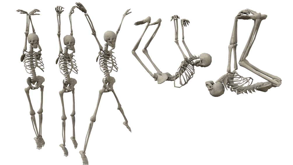 Skeleton Hanging Poses Low-poly 3D model