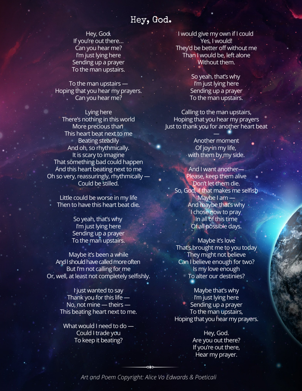 Hey, God (Poem) (Part of the COVID-19 Poetry Collection)