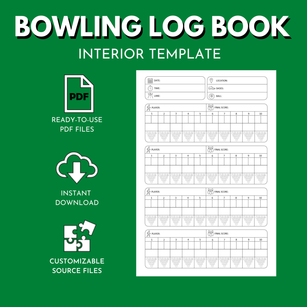 Bowling Log Book Amazon KDP Interior Template for Low-Content Book