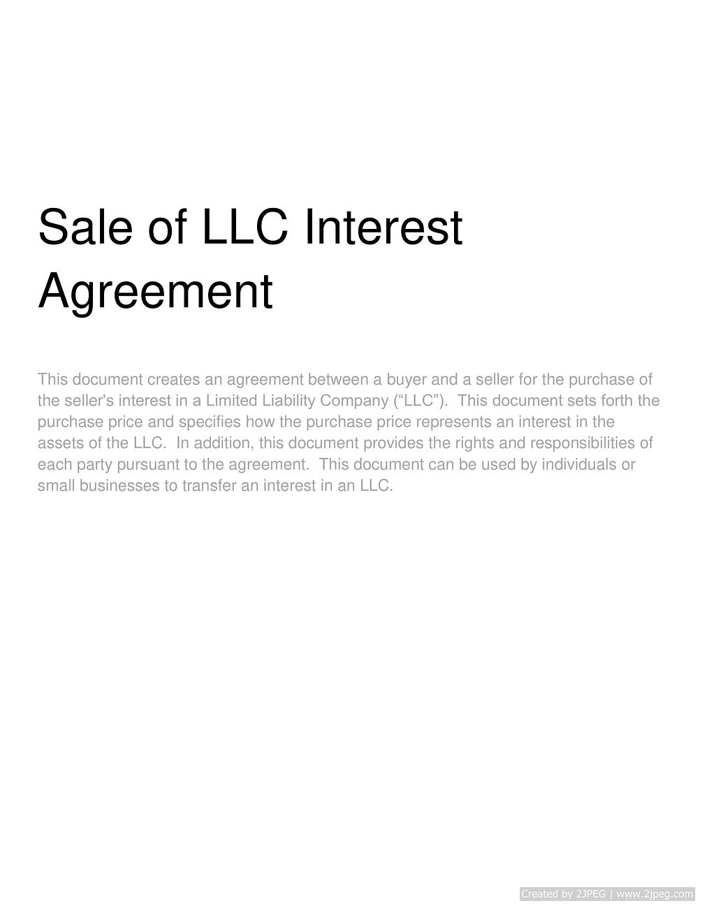 Sale of LLC Interest Agreement