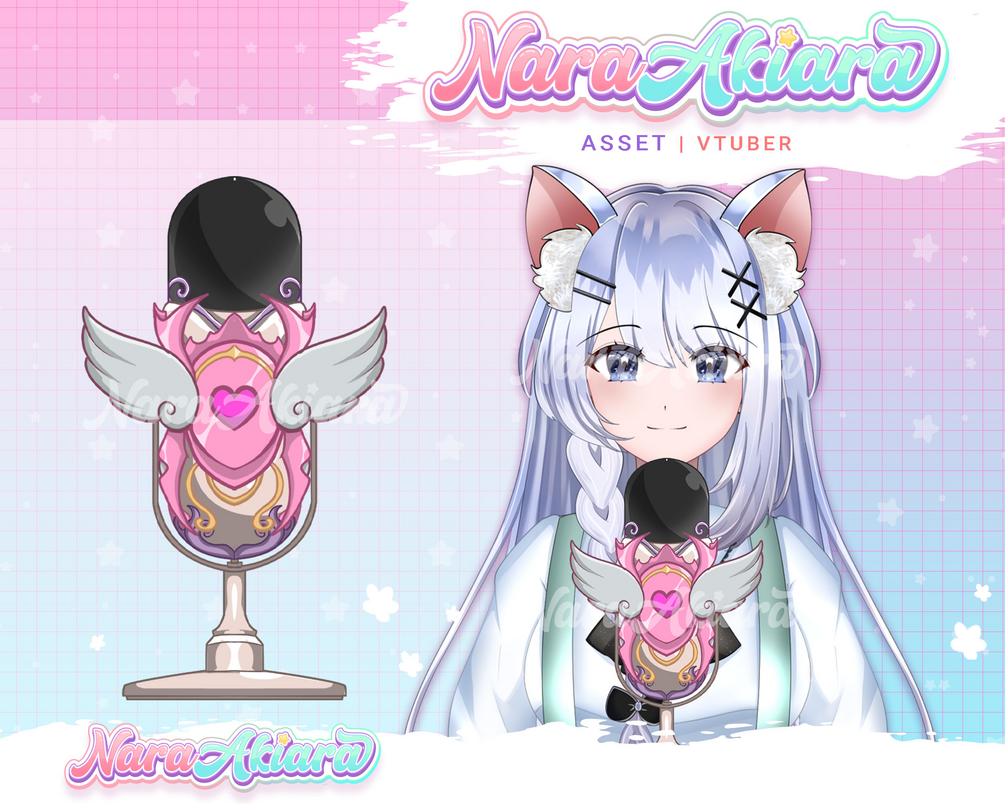 Animated Vtuber Assets Angel wings Microphone
