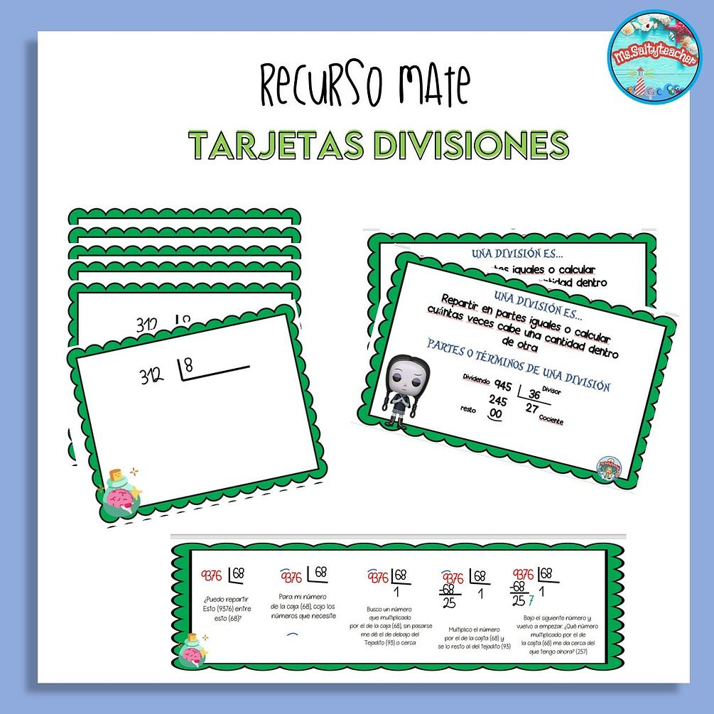 Tarjetas y teoría división 1 y 2 cifras + llavero divisiones