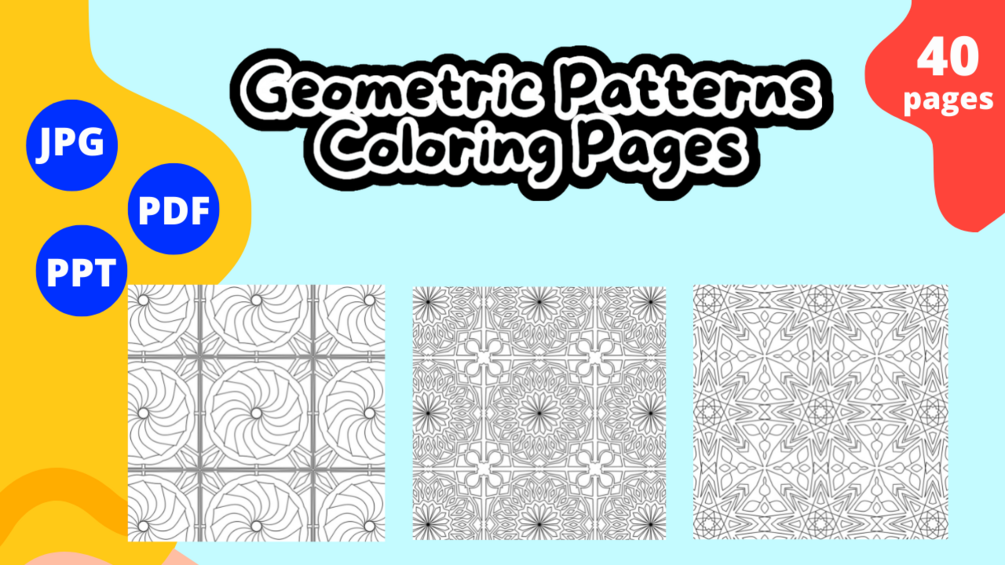 40 Geometric Tiles patterns coloring pages