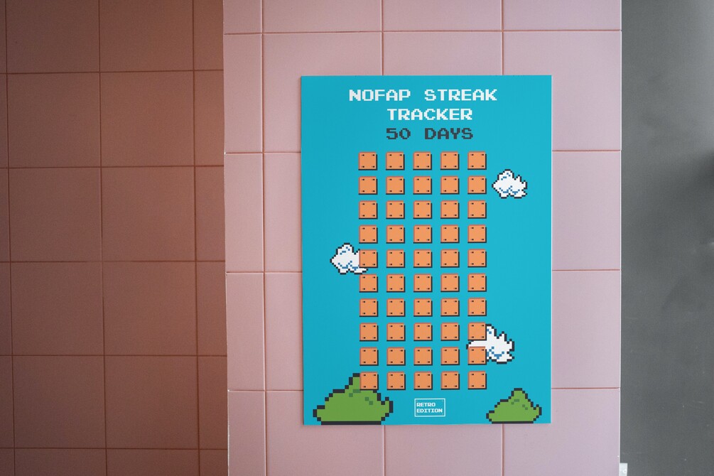 8-bit inspired No Fap tracker digital poster