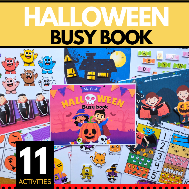 Halloween Busy Book, Interactive Activity Book, Learning Binder