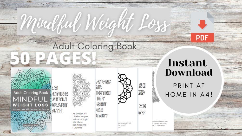 Mindful Weight Loss Adult Coloring Book - Printable