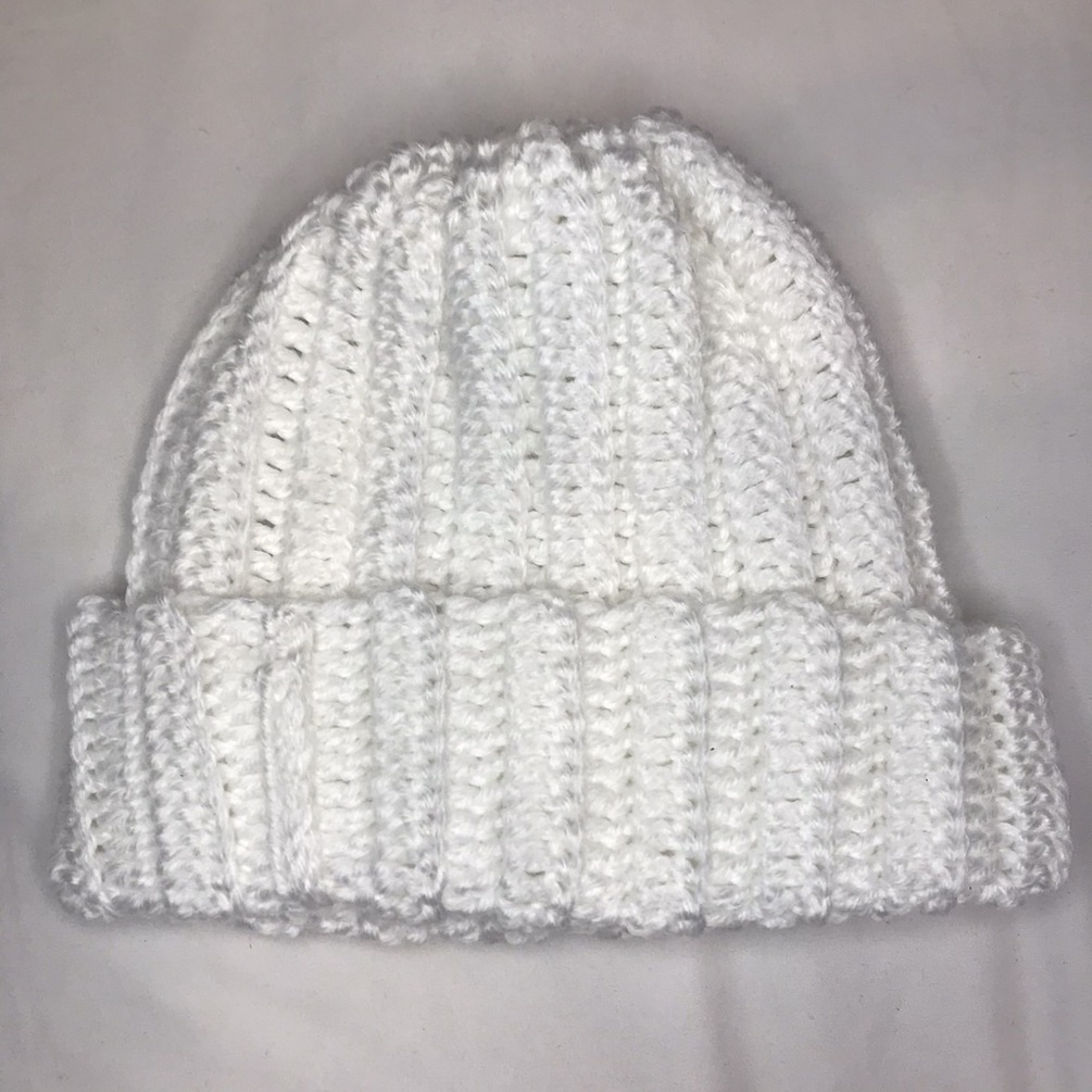 White Ribbed Beanie