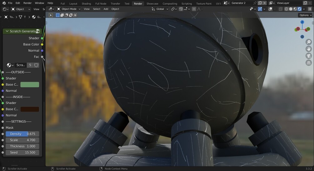 Scratch Generator Shader for blender