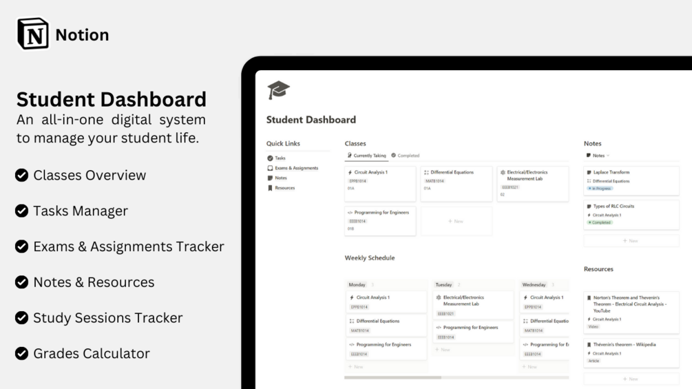 Notion Student Dashboard (Full Version)