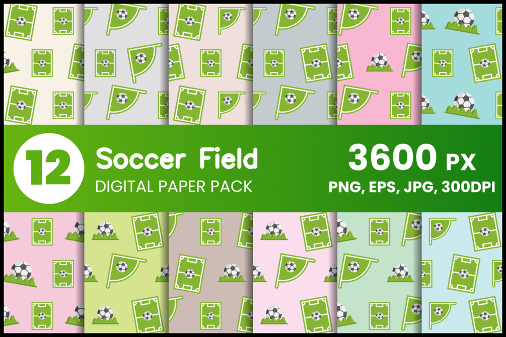 Soccer Field 12 Digital Paper Set