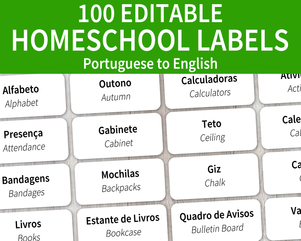 Portuguese & English Printable Classroom Labels