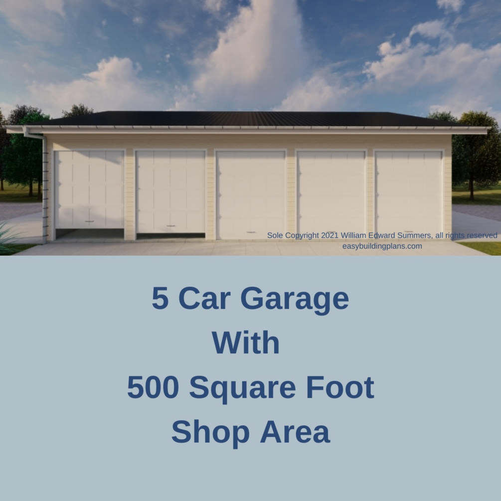 5 Car Garage with 500 Square Feet of Shop Area