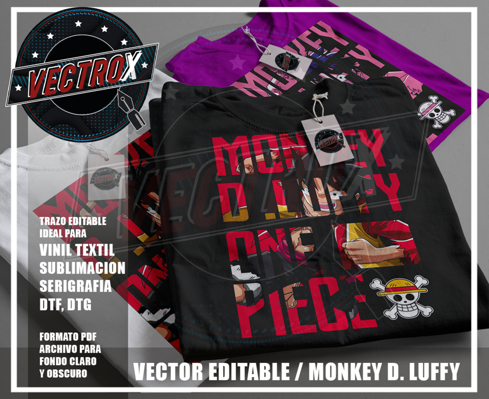 Vector Editable - Monkey D. Luffy Letras