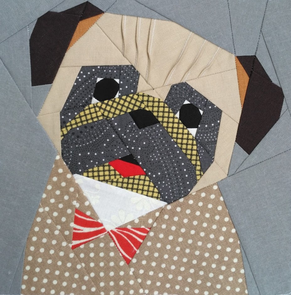 Pug Quilt Block PDF Pattern # 2 (with tilt) - 4 versions (right tilt ...