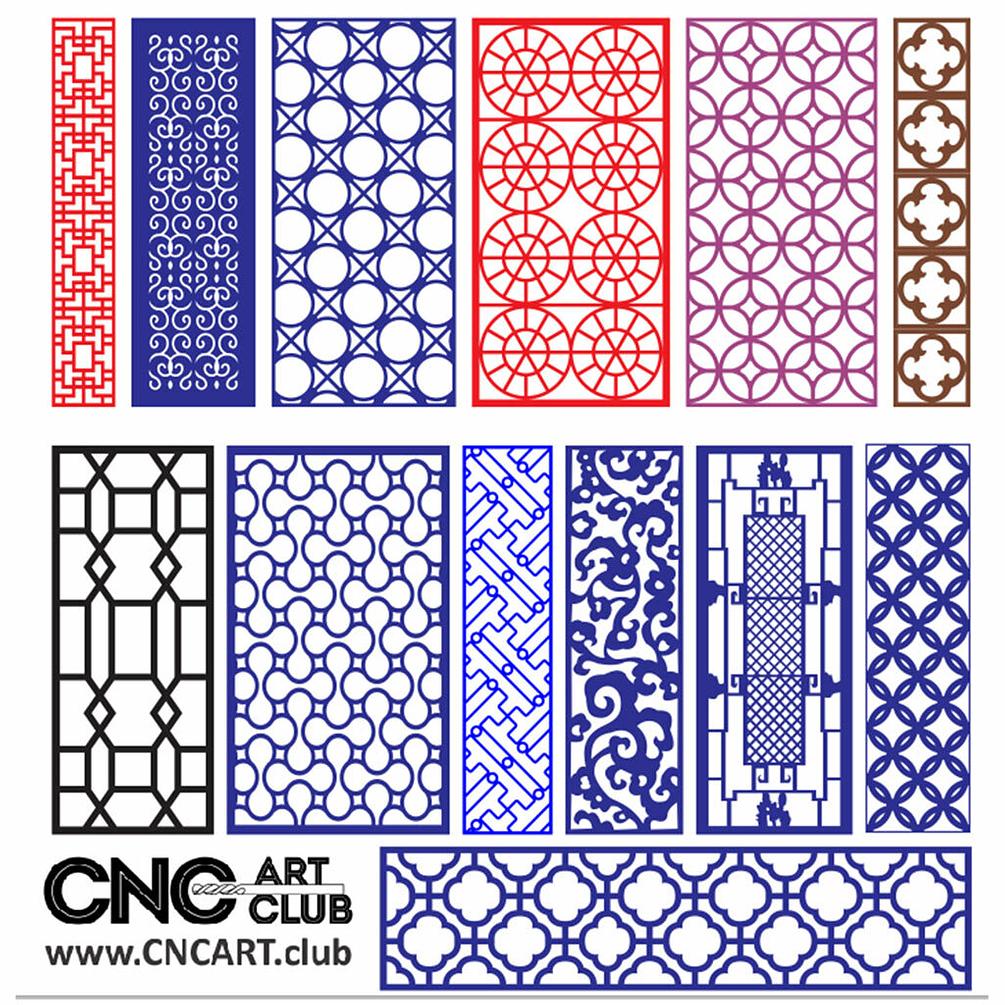 2D-lattice-1015 - Long window decorative lattice DXF file for CNC machine