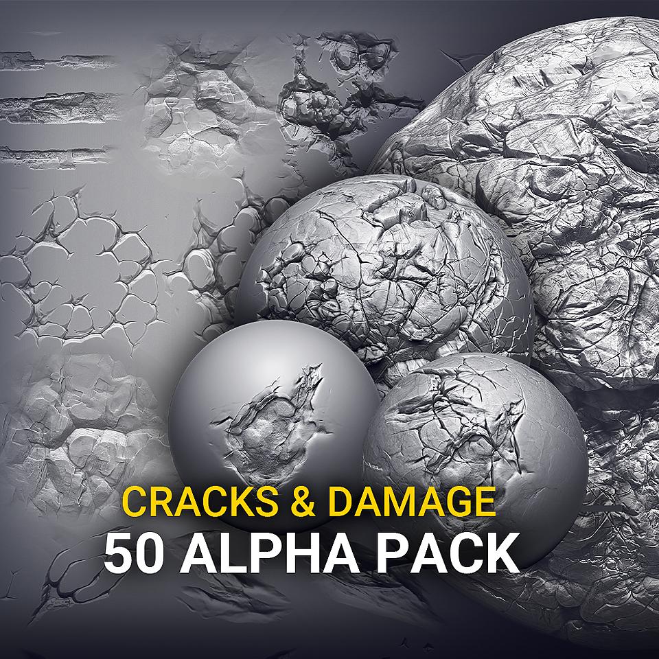VOL. 2 - 50 Cracks & Damage Alpha Textures - Zbrush / Blender ...