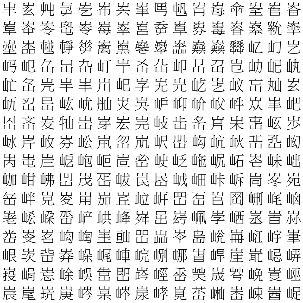 Unicode CJKEB 21d00-21dff, 256 letters, SVG file for 2d and 3d